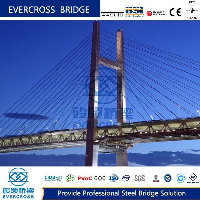 Permanent Cable Stayed Suspension Bridge Custom Steel Truss Bridge