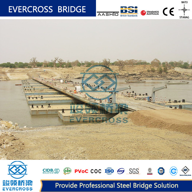 Traffic Temporary Floating Pontoon Bridge Steel Beam Bridge For Heavy ...